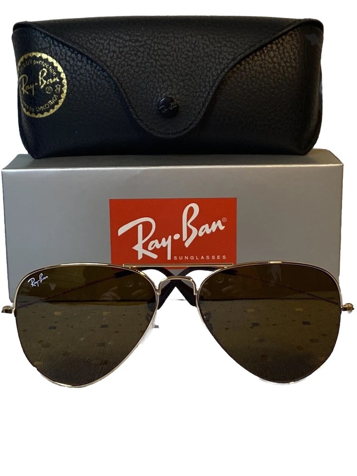 Ray-Ban Aviator Sunglasses 001/33 RB3025 Gold Frame / Brown Classic B15 ...