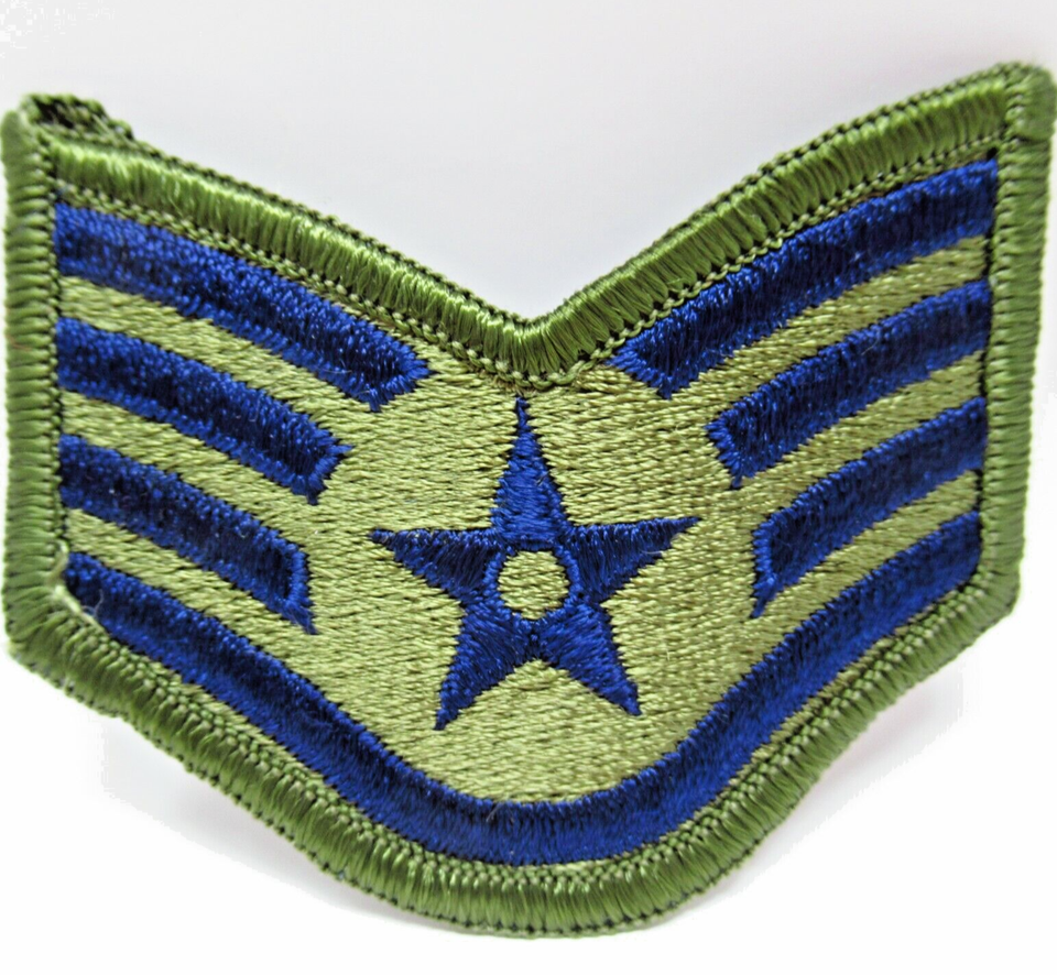 USAF Patch Staff Sergeant Rank Air Force Subdued Blue Green Chevrons ...