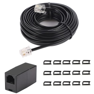 20 Feet Long Telephone Extension Cord Phone Cable Line Wire, with 20 | eBay
