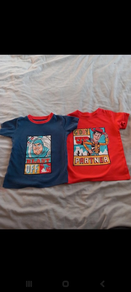 2 Pair Of Boys Toy Story Tops Some Fading On The Pictures | eBay