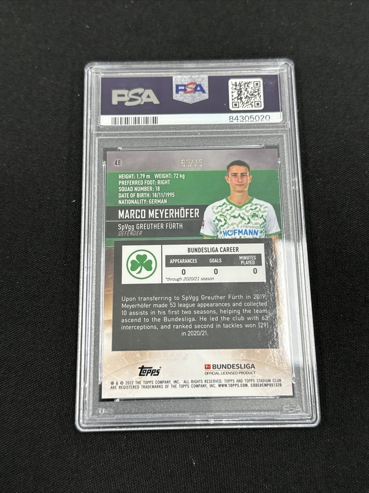 2021 Stadium Club Chrome Marco Meyerhofer #48 Green Yellow Rookie /75 ...