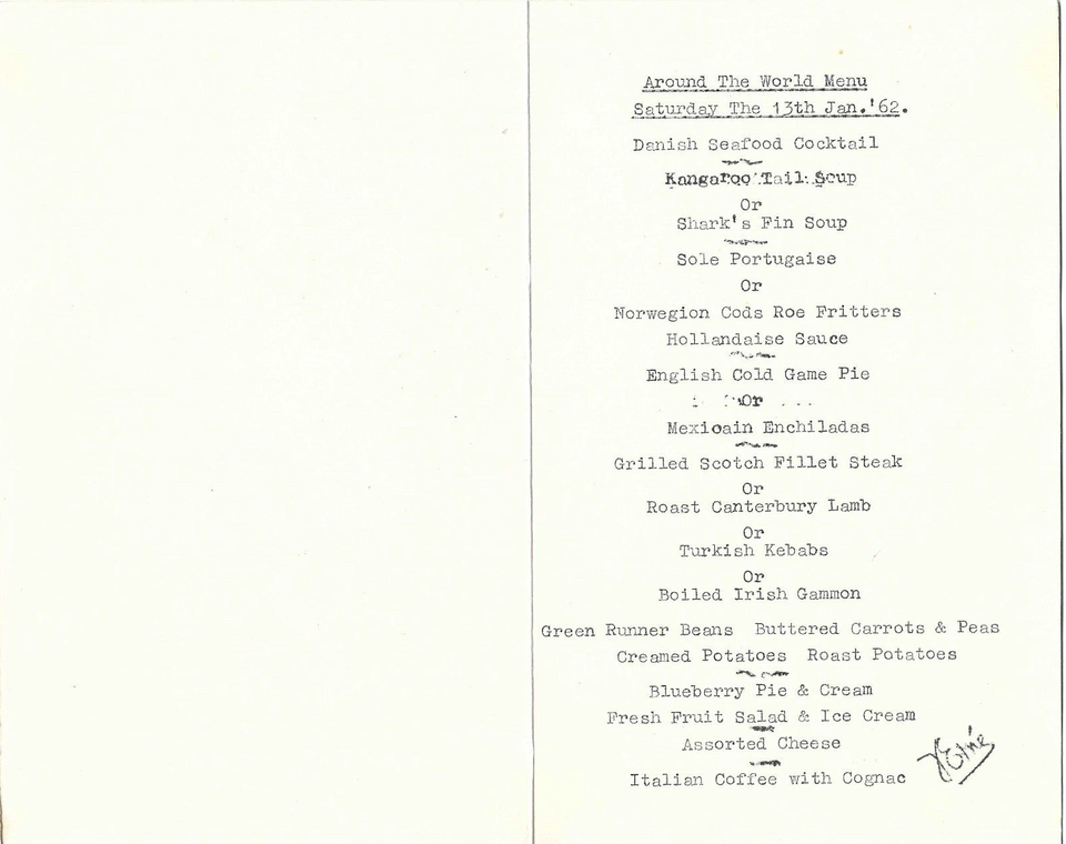 Vintage BP "Around the World Menu" Jan. 13th 1962 | eBay