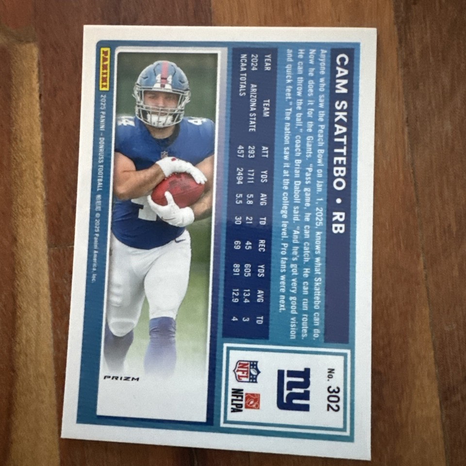 2025 Donruss Cam Skattebo Optic Preview Pink Prizm RC Giants #302 | eBay