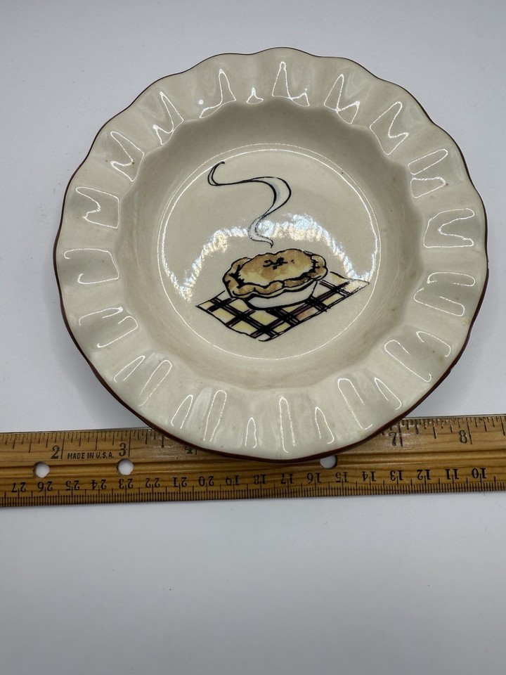 Vintage White Barn Candle Plate Ceramic Ruffled Pie Plate Farm Bath ...