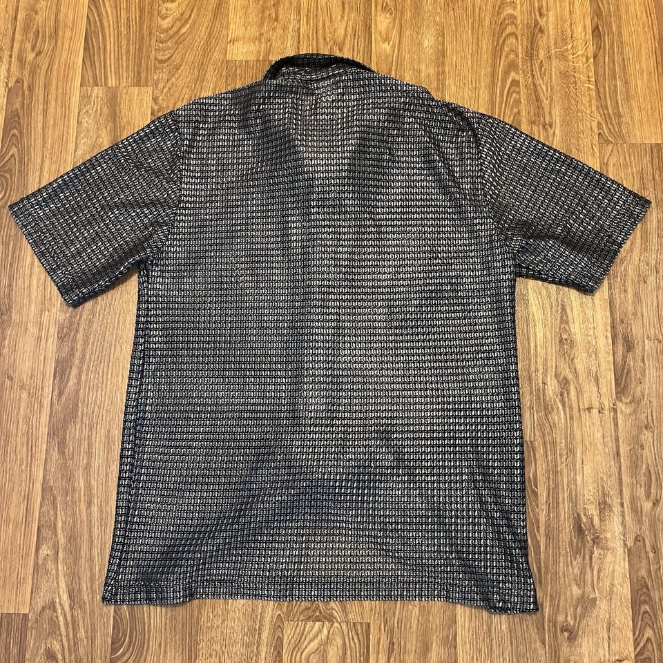 Vintage 90s Cyber Goth Rave Shirt Pop Icon Sz XL USA Button Up Metallic ...