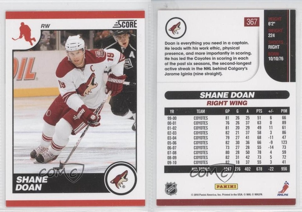 2010-11 Score Shane Doan #367 t4m | eBay