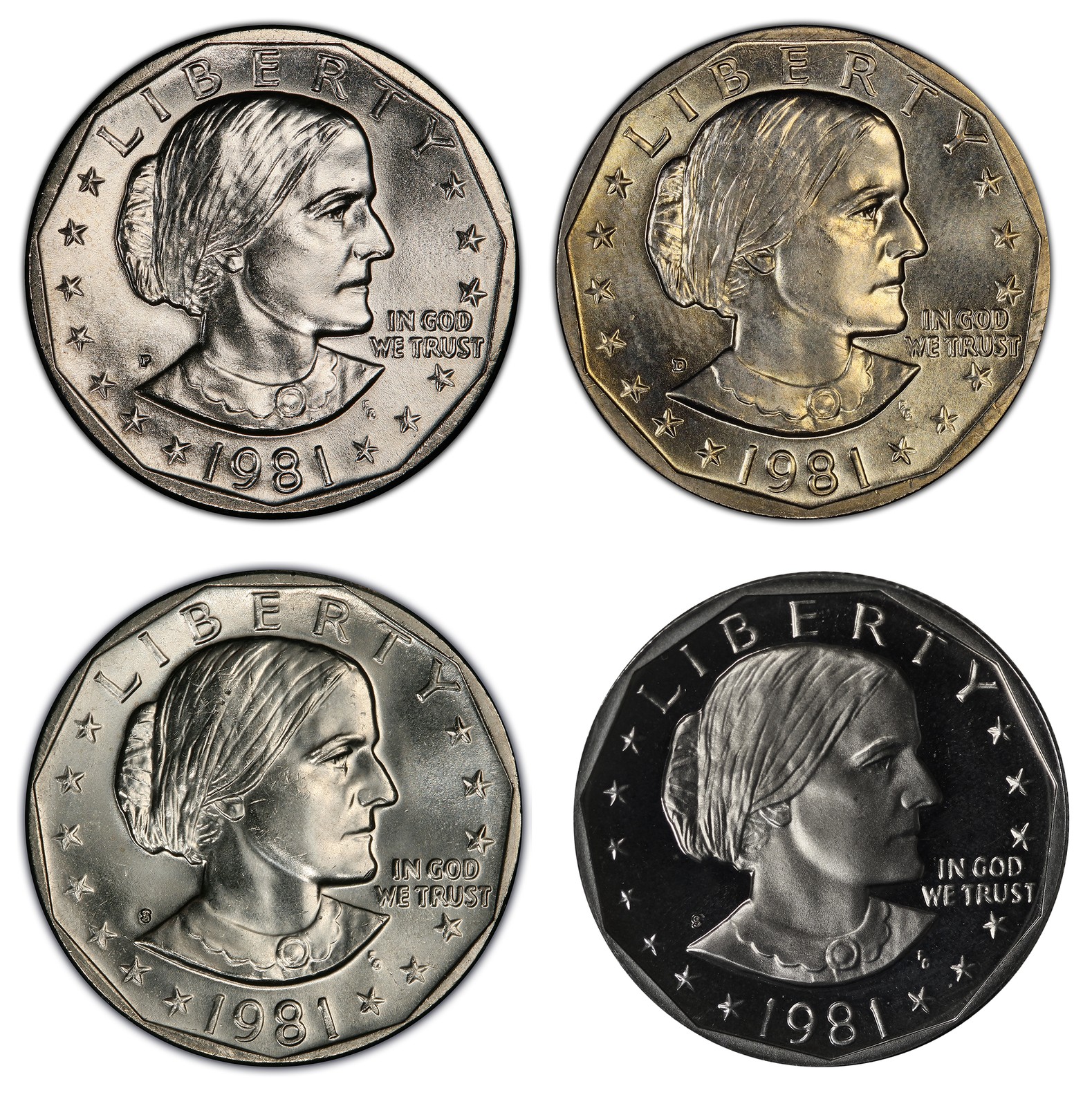 1981 P D S S Susan B Anthony Dollar year set BU & Proof 4 Coin Lot | eBay