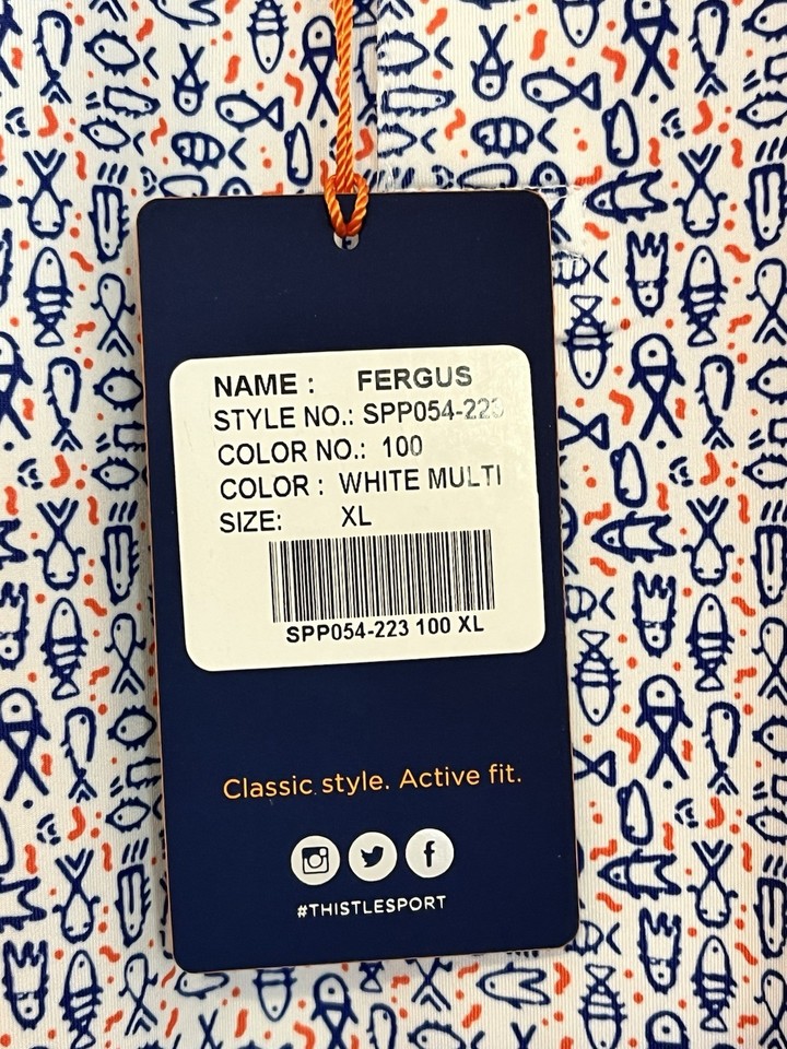Donald Ross Men's "Sport" Golf Polo, XL, White/Multi, "Fergus”, NWT | eBay