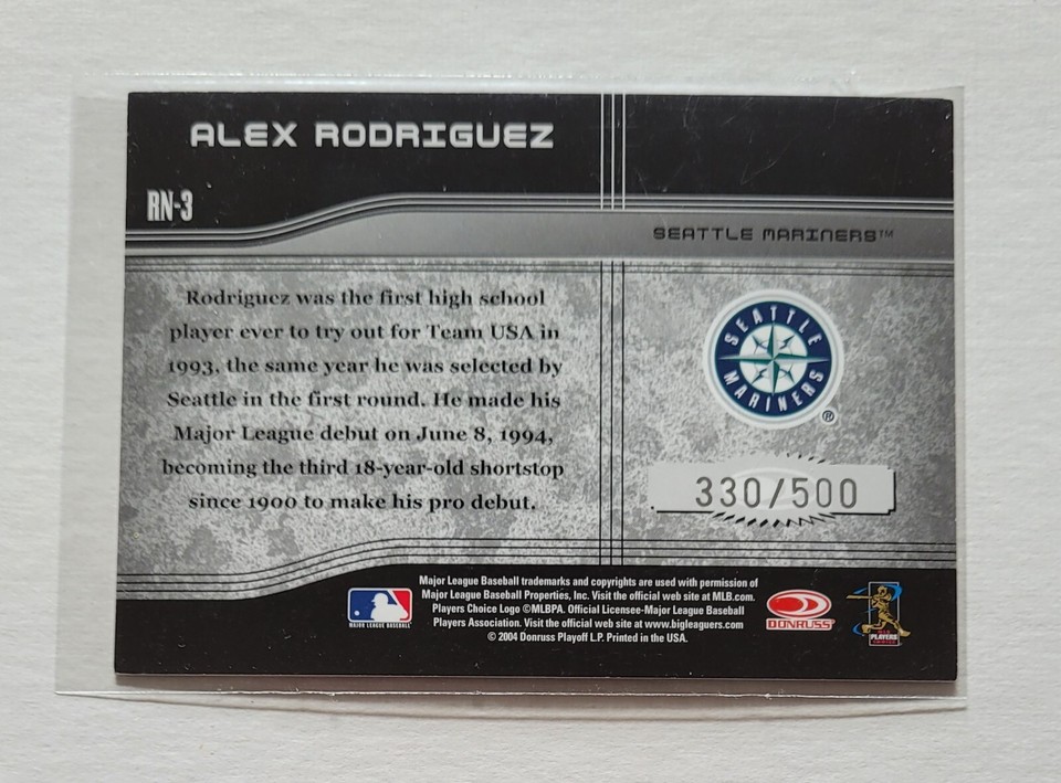 2004 Donruss Elite ALEX RODRIGUEZ Round Numbers Parallel/Insert #/500 ...