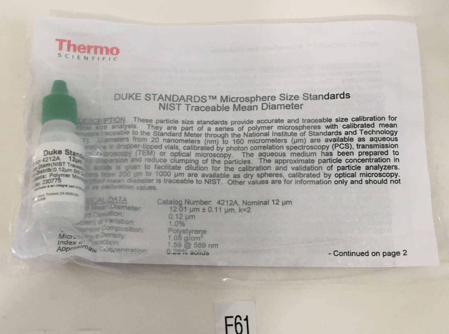 NEW!!! Thermo Scientific Duke Standards 4212A Nominal 12 Traceable Mean Diameter | eBay