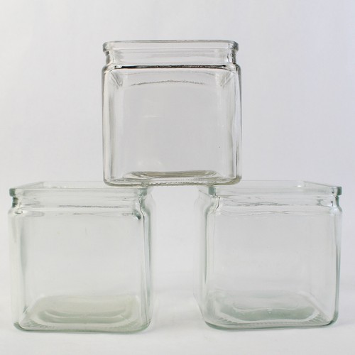 Lot of 3 Syndicate Clear Glass Square Planter Vases | eBay