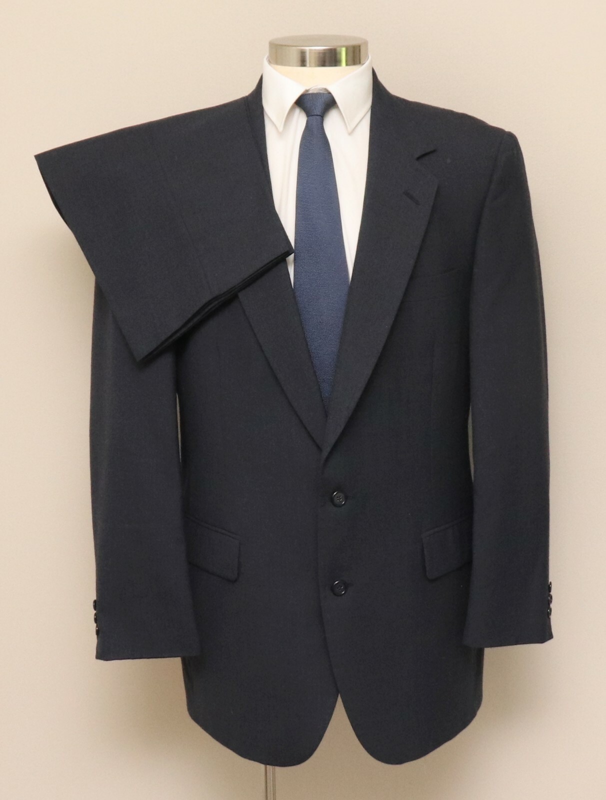 Mens 40L The Sansabelt Suit 2 Piece Blue Wool Suit. - Gem