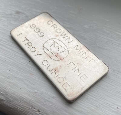VINTAGE 1oz CROWN Mint 999 Silver Bar | eBay