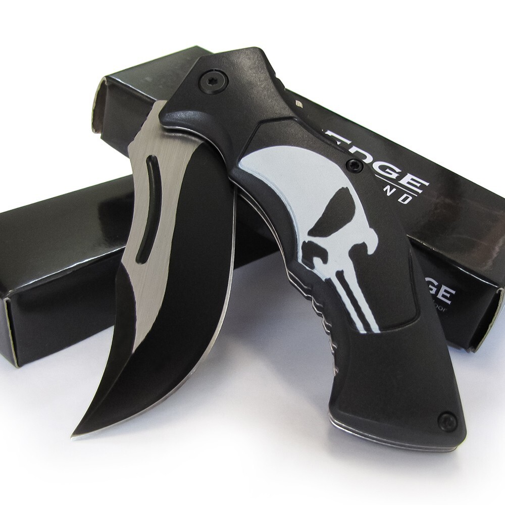 ElitEdge SKULL PUNISHER Folding Spring Assisted Pocket KNIFE Death's ...