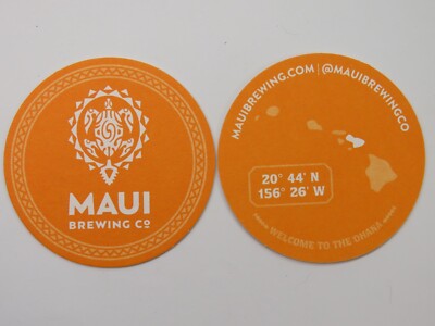 Beer Orange Breweriana Coaster ~ MAUI Brewing Co ~ Turtle & Islands Map ...