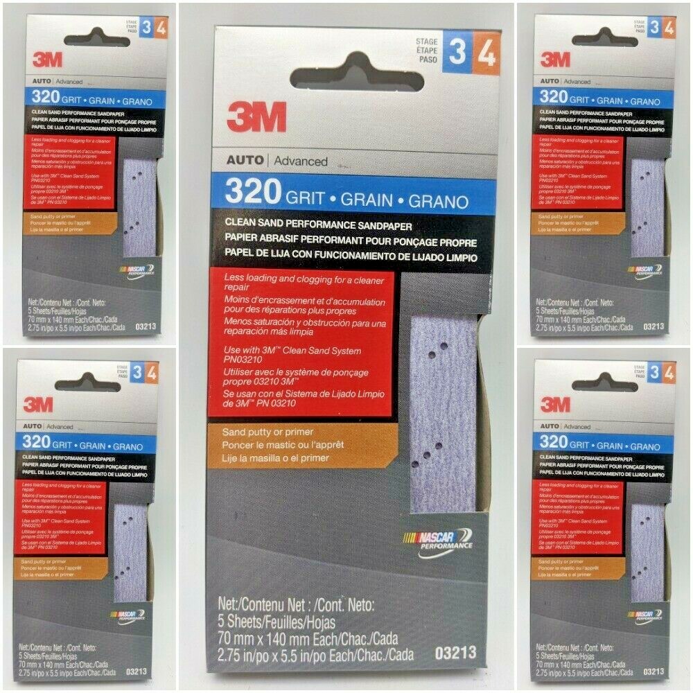 (25 SHEETS) 3M 320 Grit Auto Clean Sandpaper Sheets - 03213 | eBay