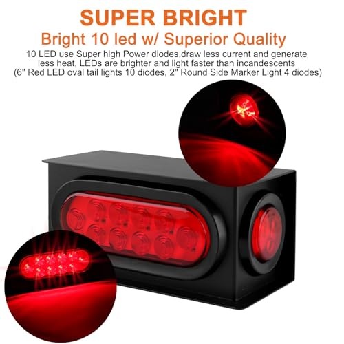 2Pcs Steel Trailer Light Box Housing Kit w/6" Inch Oval Led Trailer ...
