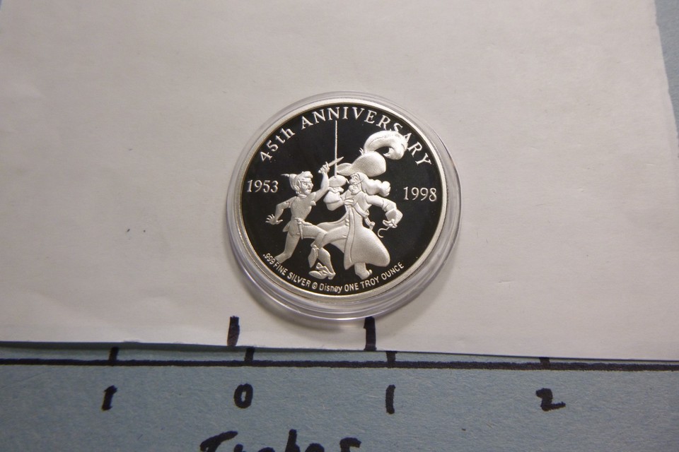PETER PAN TINKERBELL DISNEY 45TH ANNIVERSARY 1953-1998 RARE 999 SILVER ...