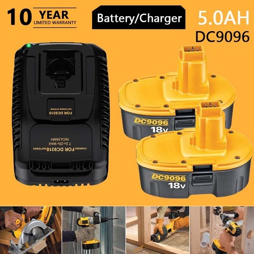 1-4PACK 18V For Dewalt 18 VOLT XRP DC9096 Ni-MH 5000mAh Battery DC9098 ...