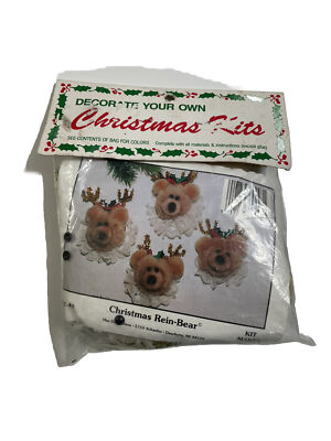 CHRISTMAS CRAFT KIT, CHRISTMAS REIN-BEAR, #92-48, MAKES 4, NEW IN ...