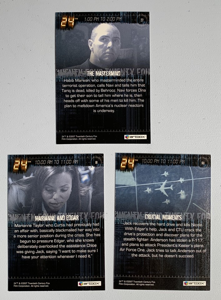 24 TV Series 3 Trading Card Lot (Marianne and Edgar, The Mastermind ...