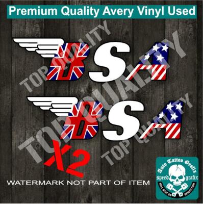 BSA UK USA DECAL STICKER X2 BOBBER BSA VINTAGE MOTORCYCLE DECALS ...