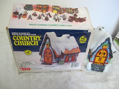 WEE CRAFTS KIT #21575 PAINTED VILLAGE COUNTRY CHURCH FINSIHED | eBay