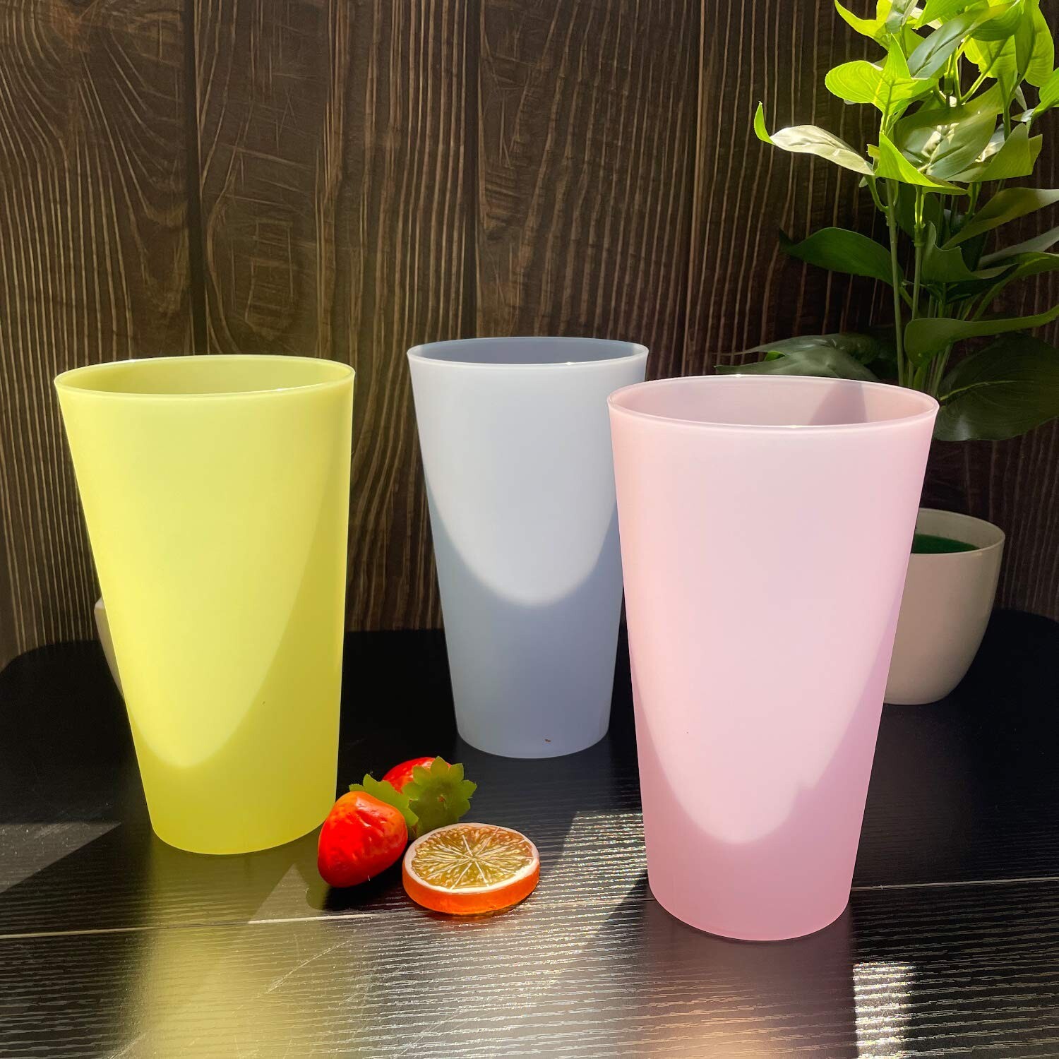 32 oz Large Plastic Cups, Durable Plastic Drinking Glasses set of 12 ...