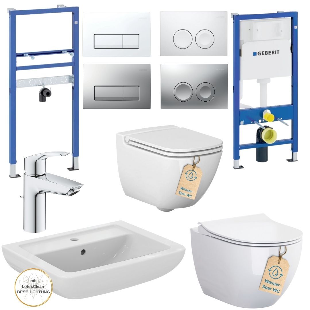Geberit Duofix Vorwandelement WC spülrandlos Waschtisch Grohe Armatur ...