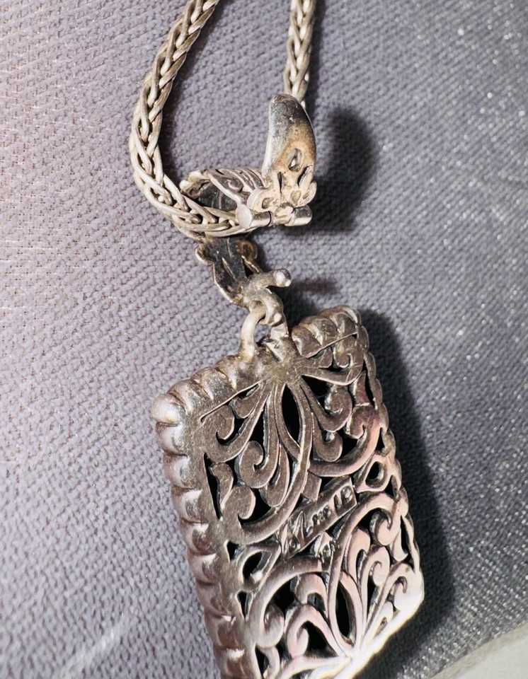 Estate Signed Like Samuel B filgree 925 sterling silver 18k gold slide ...