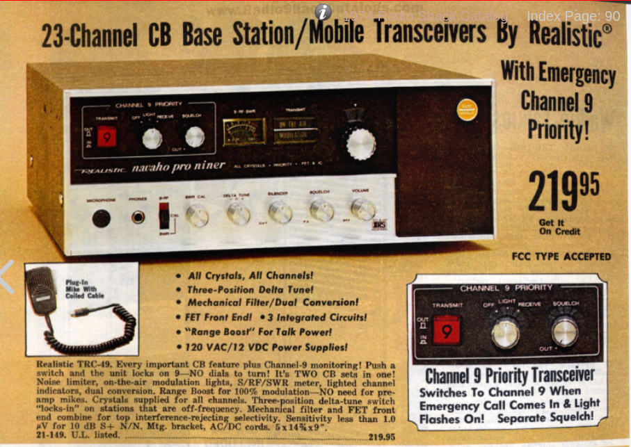 Vintage REALISTIC NAVAHO PRO NINER Base Station CB Radio Shack 21-149 ...
