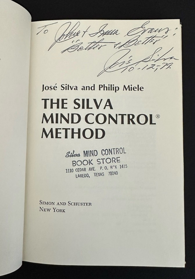 SIGNED The Silva Mind Control Method HC DJ 1977 José Silva VG ...