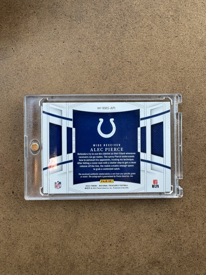 ALEC PIERCE 2022 National Treasures Rookie Material Signature RC RPA ...
