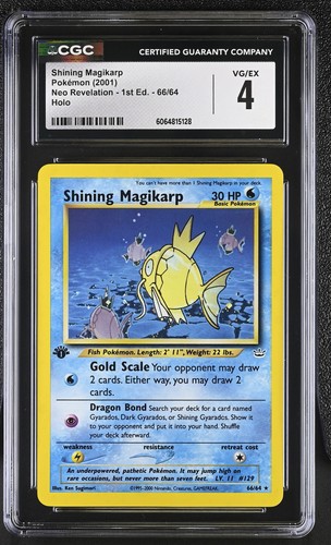 CGC 4 Shining Magikarp Neo Revelation 1st Edition 66/64 Holo Pokemon ...