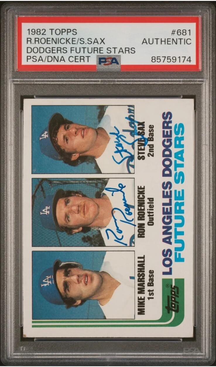 1982 TOPPS #681 RON ROENICKE-STEVE SAX RC POP 5 PSA AUTHENTIC DNA AUTO ...