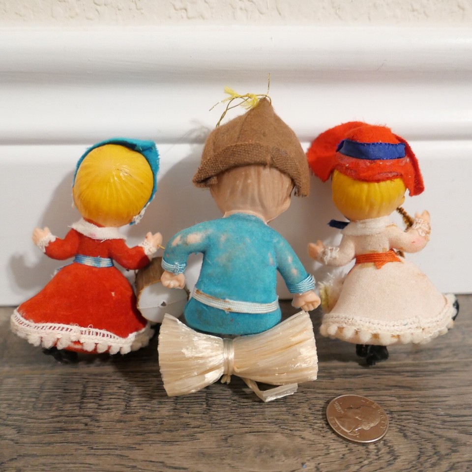 Vtg. Little Boy Blue Jill Bow Peep Flocked Christmas Ornament Nursery ...