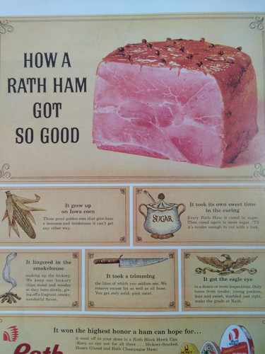 Rath Black Hawk Meats Print Ad Original Vtg 1964 Ham Waterloo Iowa ...