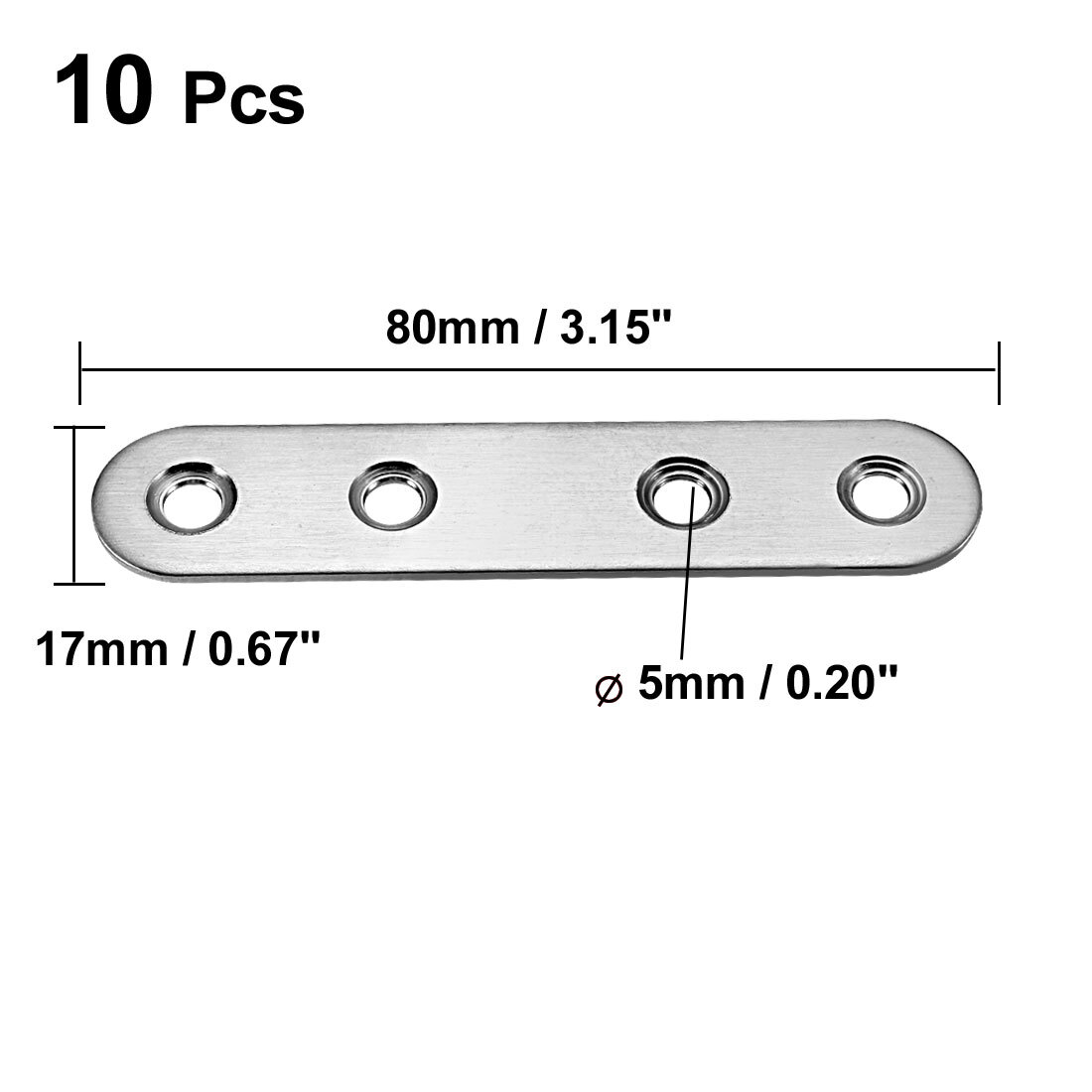 10pcs 80mm Flat Stainless Steel Repair Mending Fixing Plate Bracket ...