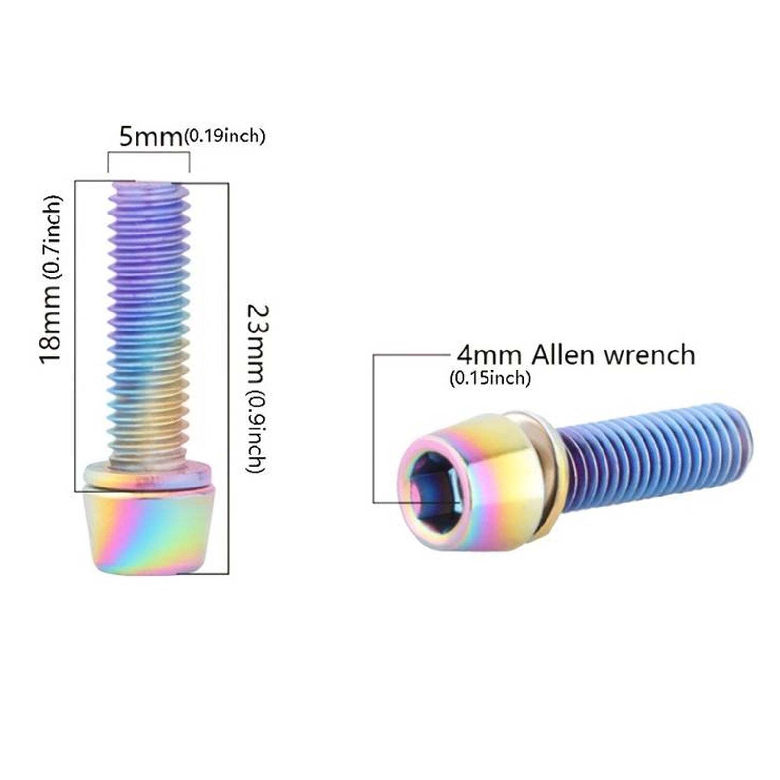 5pcs M5x16mm Titanium Cone Socket Head Hex Screw TC4 Alloy (Anodized ...