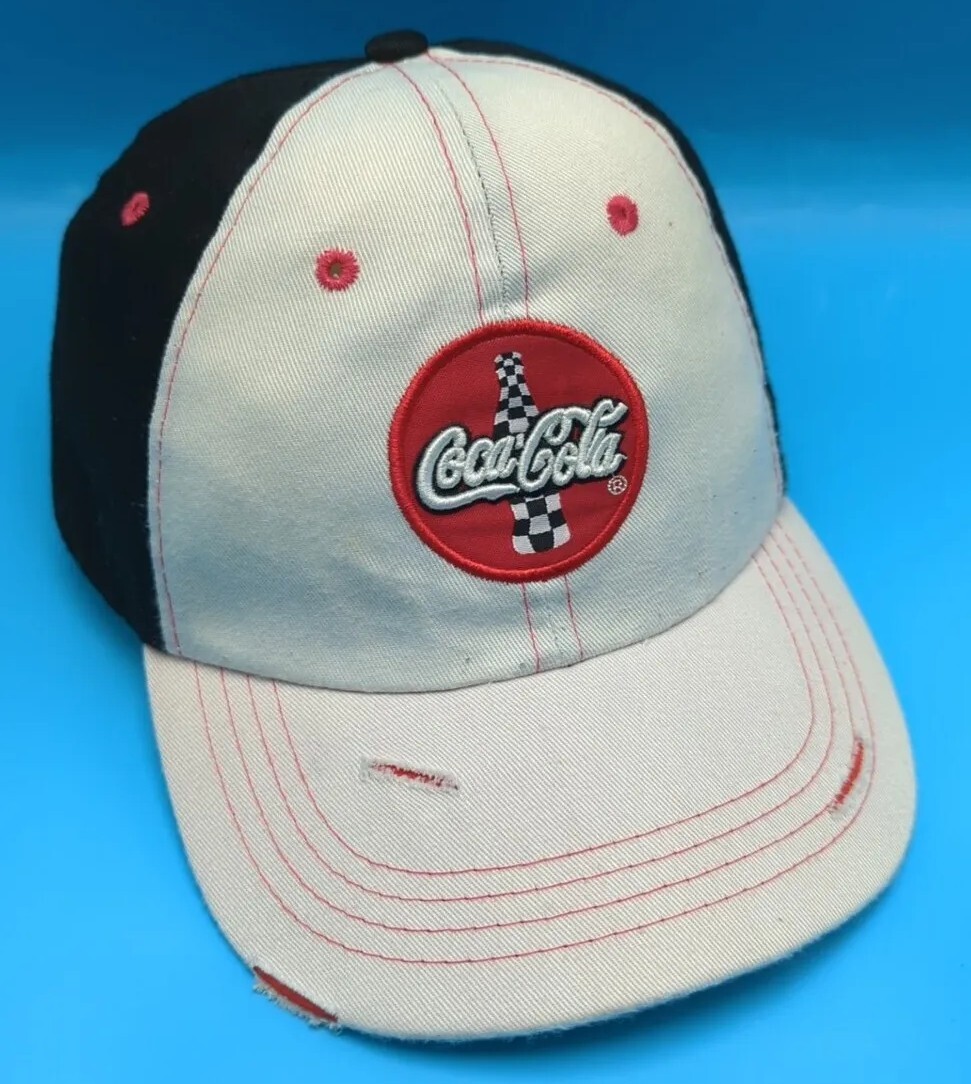 COCA-COLA hat distressed-style white and black adjust… - Gem