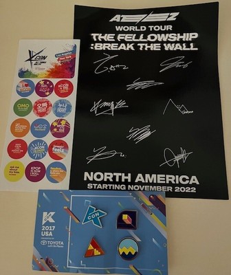 KCON Merch Collection - ATEEZ Autograph Poster, K-Pop Stickers, Set of ...