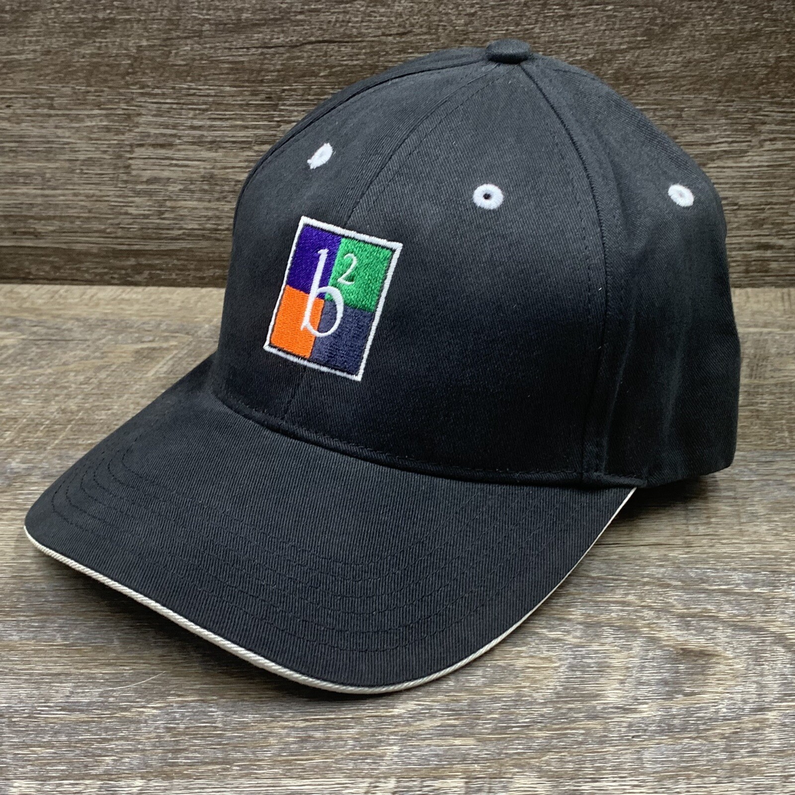 b2 B SQUARED Hat Baseball Ball Cap ADJUSTABLE Adult Black Embroidered ...