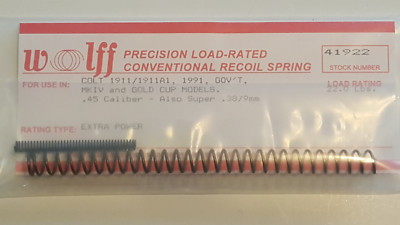 41922 WOLFF FITS COLT 1911 EXTRA POWER RECOIL SPRING - 22# - NEW - FREE ...