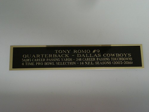 Tony Romo Dallas Cowboys Nameplate For A Football Photo Plaque 1.25" X ...