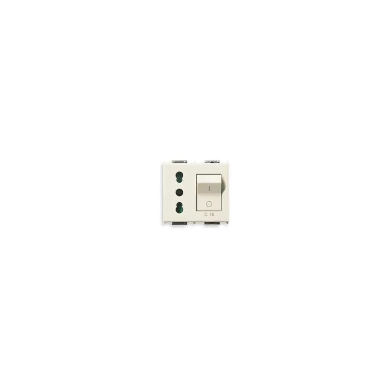 Vimar 08441 Socket 2P T 16A P17/11 With Circuit Breaker C16 Series 8000 ...