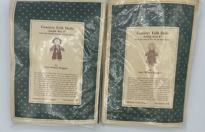RARE Lot of 2 Gail Wilson Duggan Country Folk Doll Kits: Amish Girl and ...