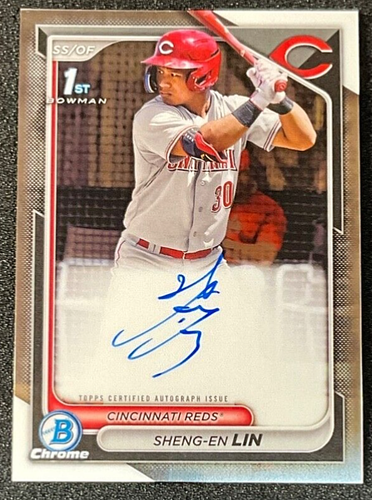 2024 Bowman Chrome Sheng-en Lin 1st Auto Base #CPA-LSH Cincinnati Reds ...