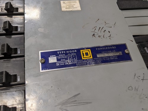 Square D NQOB Panelboard 400 AMP 120/208V 3 Phase 4W 42 Space Box MH53 ...
