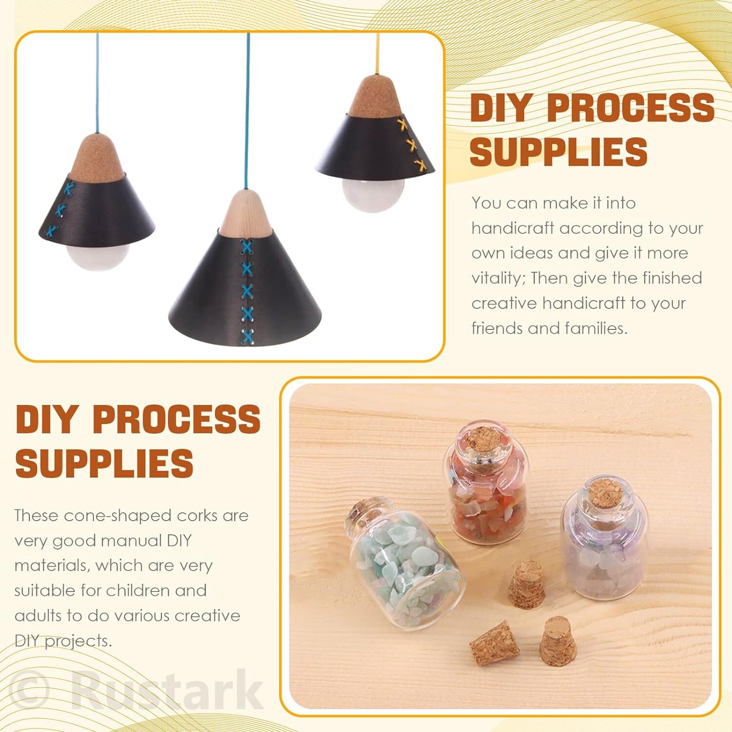 Rustark 100Pcs 5 Sizes Mini Cork Stoppers Tapered Cork Plugs Small ...