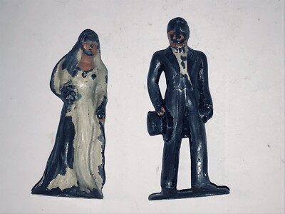 2 BARCLAY Toy Figures BRIDE # 625 & GROOM #626 Cast Metal 3” Tall ...